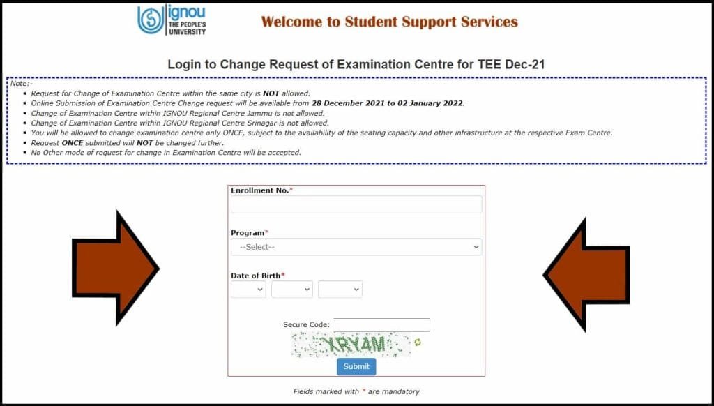 IGNOU Exam Centre Change Form June 2023, Process, Last Date